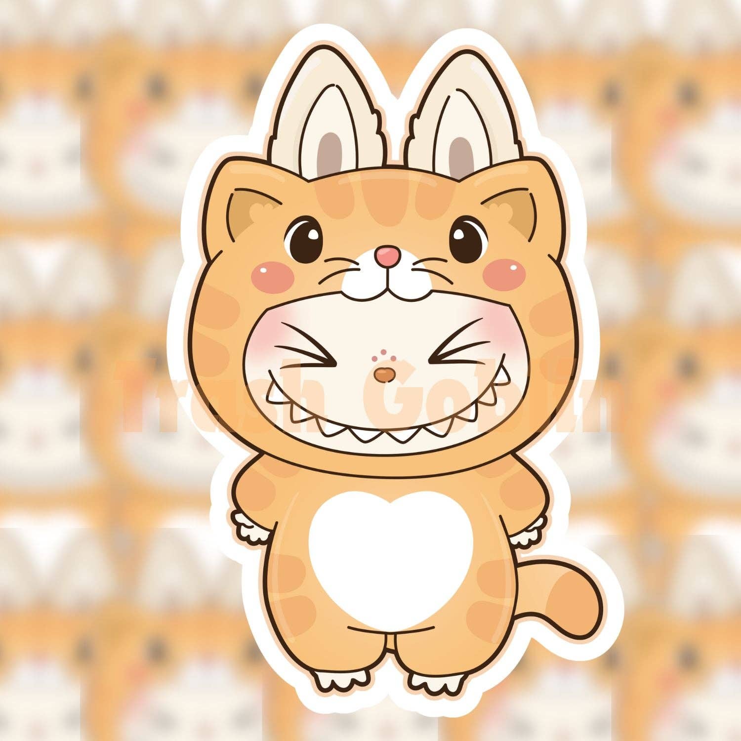 Orange Cat Labubu Vinyl Sticker – Snark Gifts